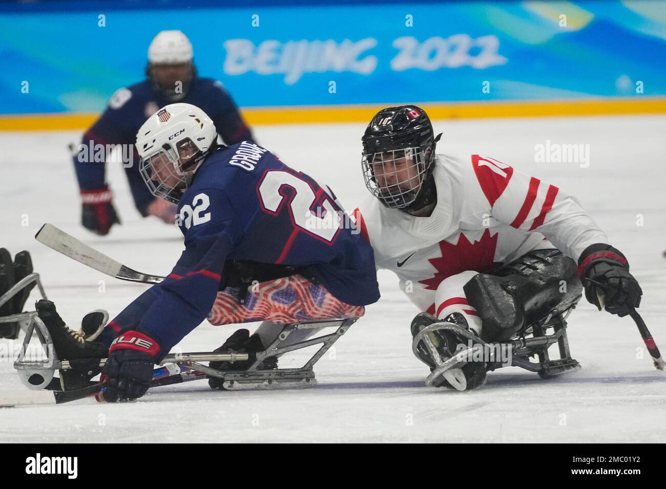 Noah Grove, left, of the United States and Ben Delaney of Canada battle ...