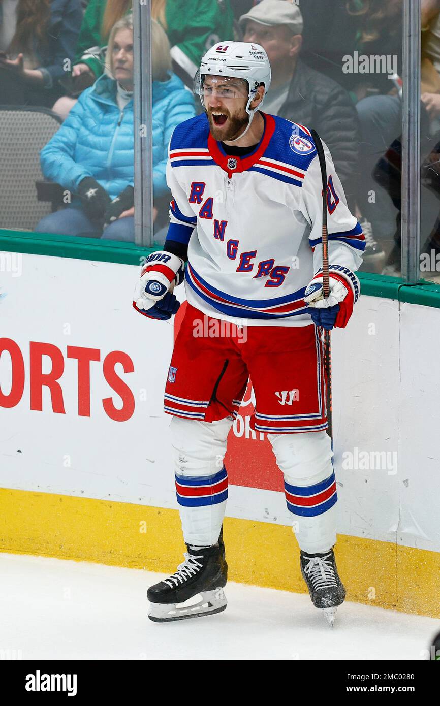 New York Rangers forward Barclay Goodrow celebrates his goal during the ...