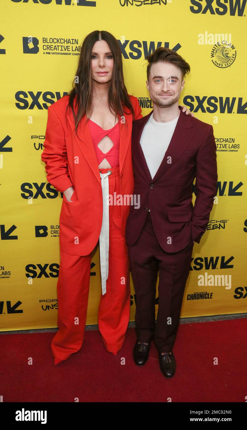 Sandra Bullock, left, and Daniel Radcliffe arrive for the world ...