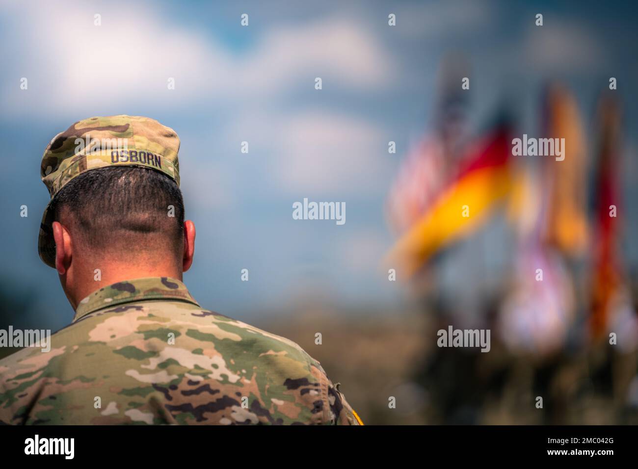 Lt. Col. Abraham Osborn gives his farewell speech during a ...
