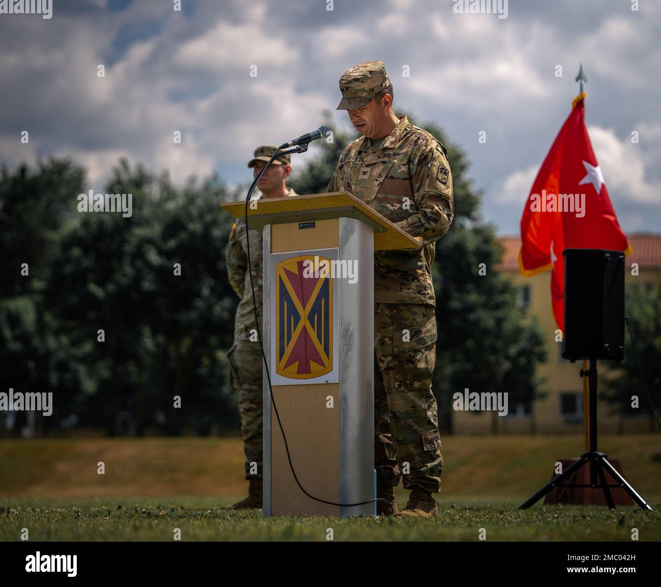 Col. John Wilson, commander of the 678th Air Defense Artillery Brigade ...