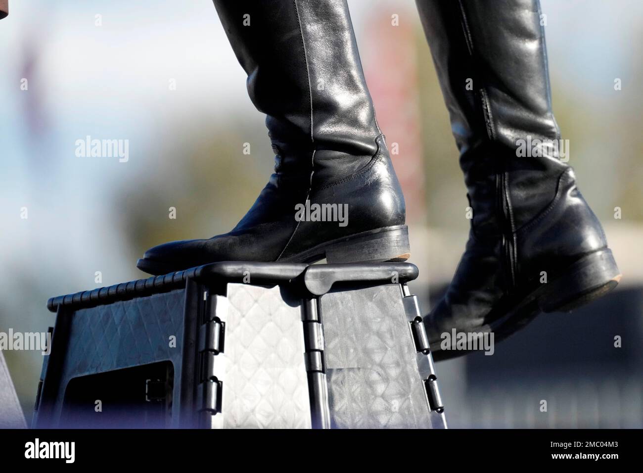 Former state Rep. Katie Arrington steps off a stool after speaking to a ...