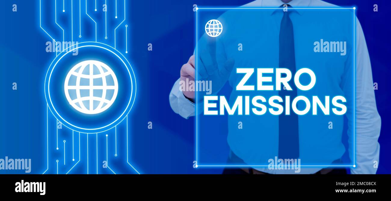 Text showing inspiration Zero Emissions. Business idea emits no waste ...