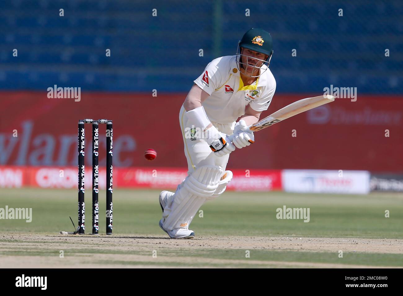 Australia's David Warner bats during the 1st day of the second test ...