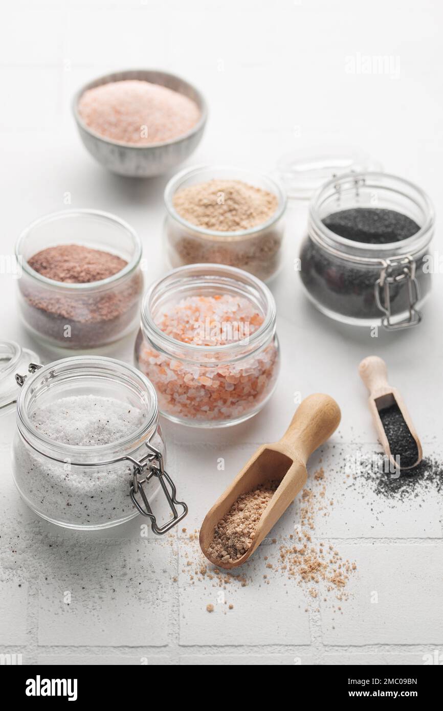 Assorted speciality salt, himalayan pink salt, italian black truffle ...