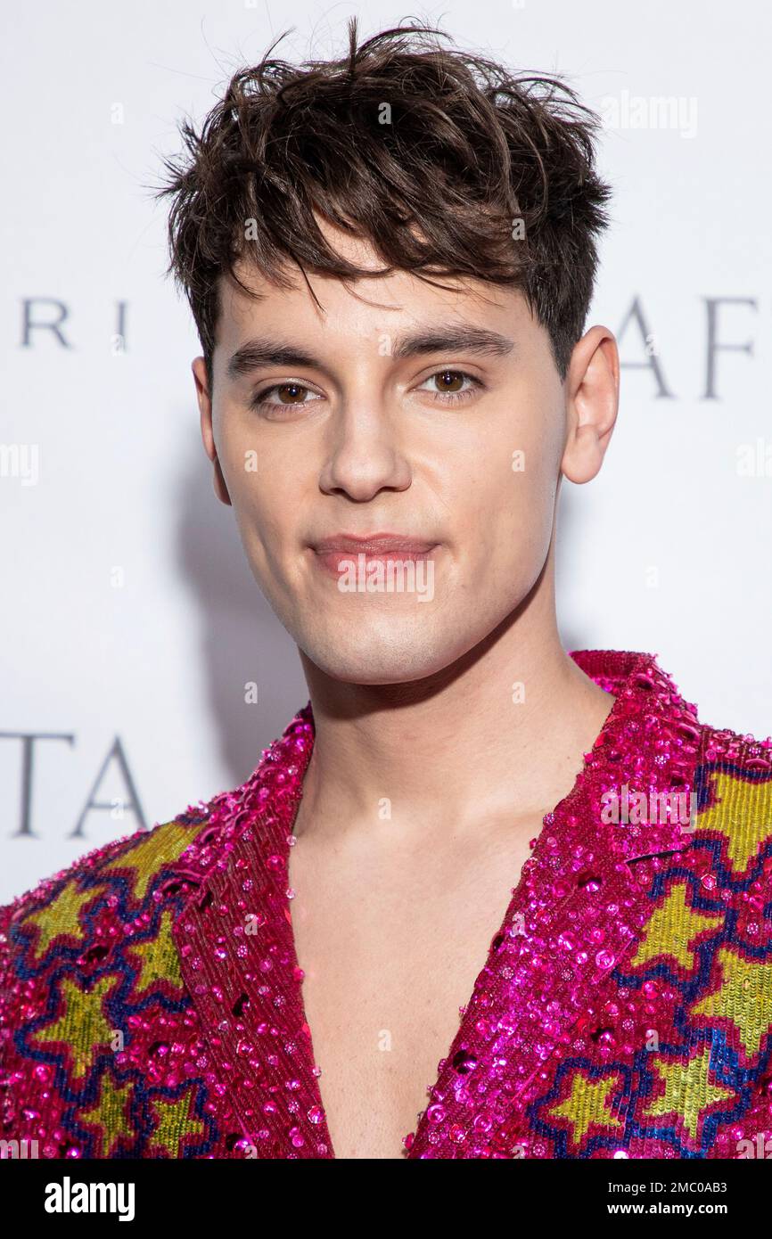 Max Harwood poses for photographers upon arrival at the BAFTA Gala ...