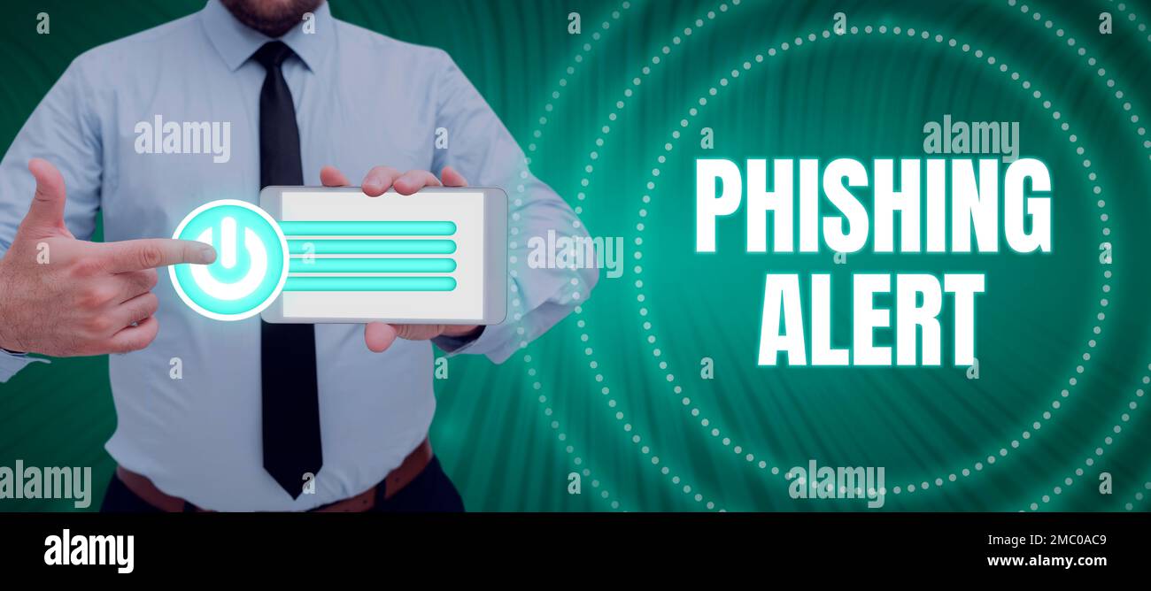 Sign displaying Phishing Alert. Business concept aware to fraudulent ...