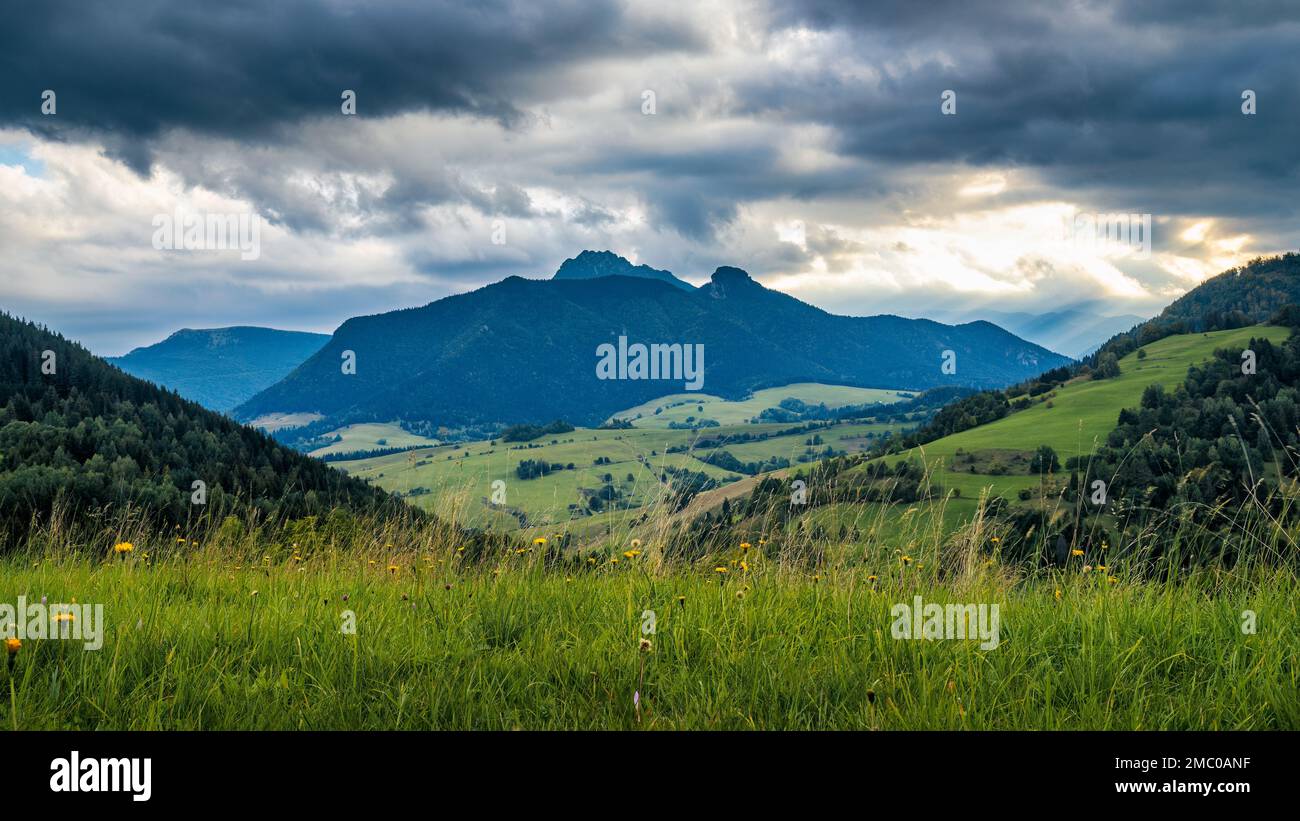 Mountain landscape with dramatic sky. Mala Fatra National Park, near ...