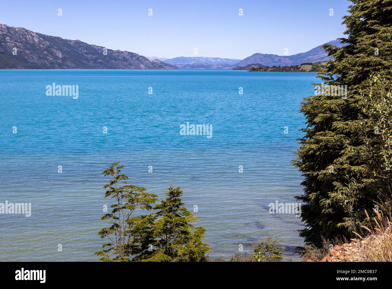 View over the beautiful Lago General Carrera in southern Chile Stock ...