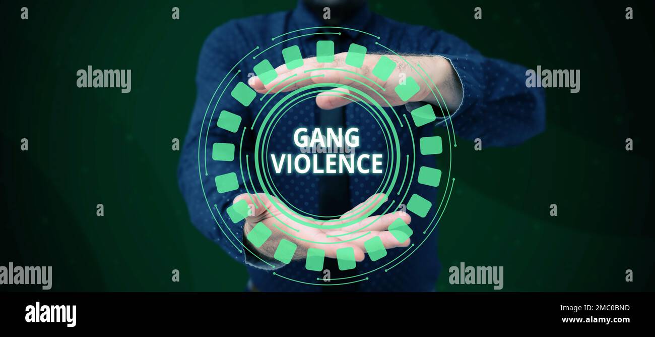 Handwriting text Gang Violence. Concept meaning infringement of the ...
