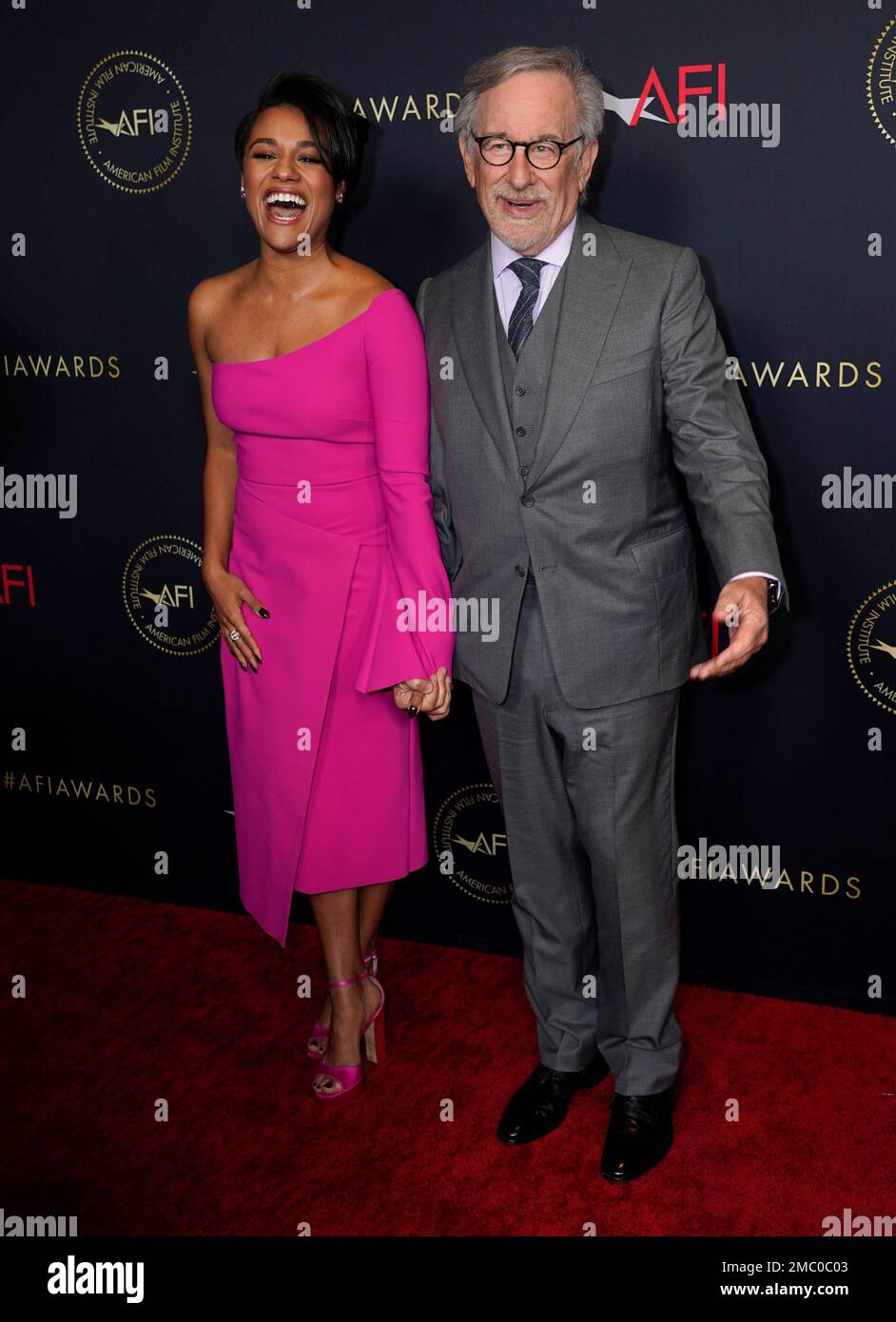 Ariana DeBose, left, and Steven Spielberg arrive at the AFI Awards ...