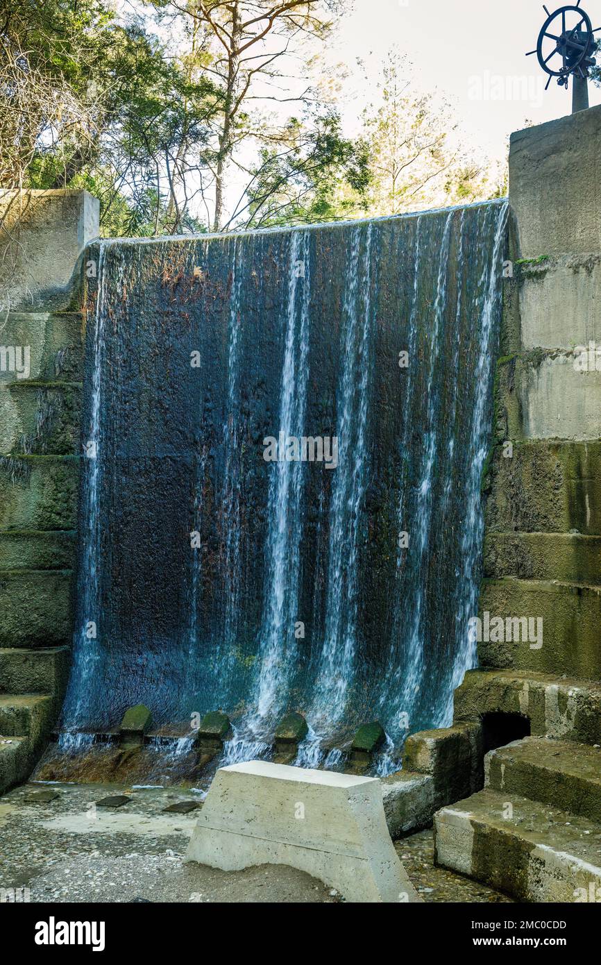 The seven springs waterfall forest area in the island of Rhodes, Greece ...