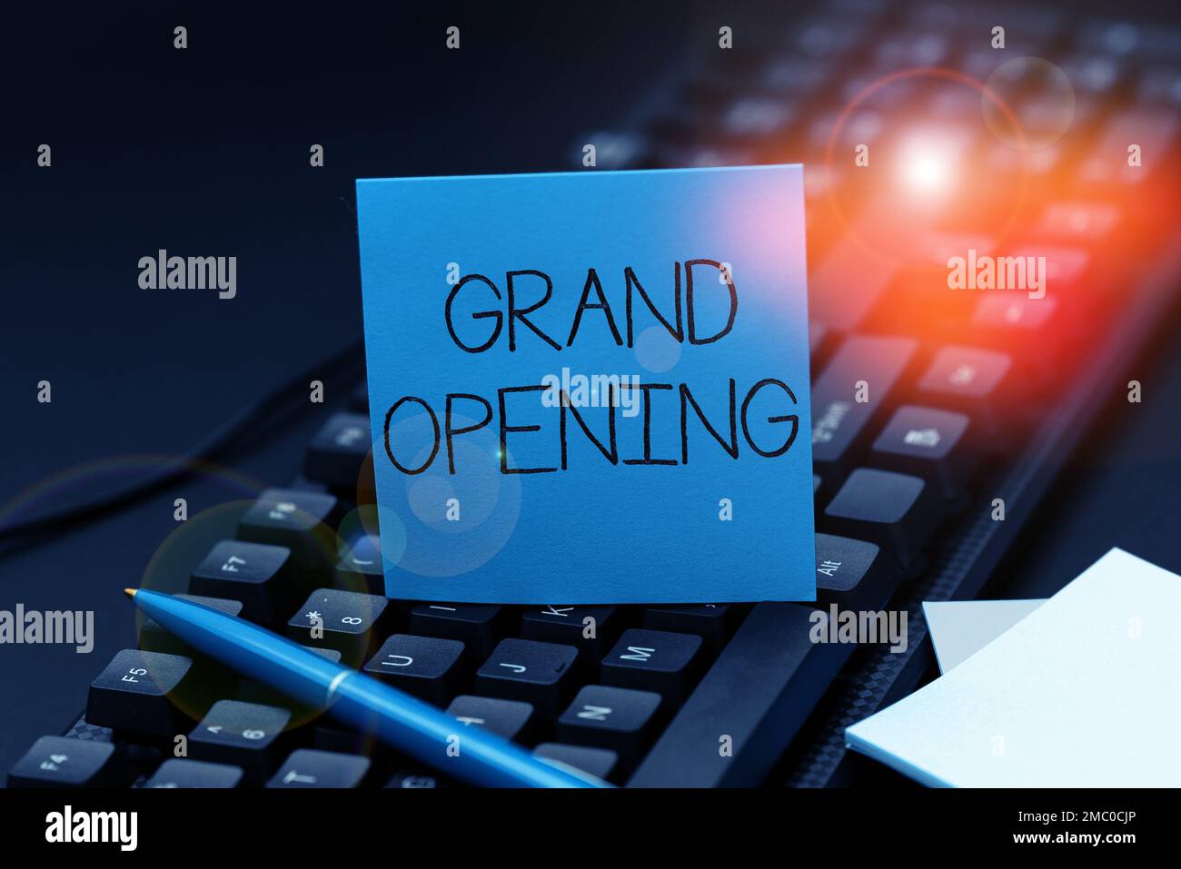 Hand writing sign Grand Opening. Concept meaning Ribbon Cutting New ...