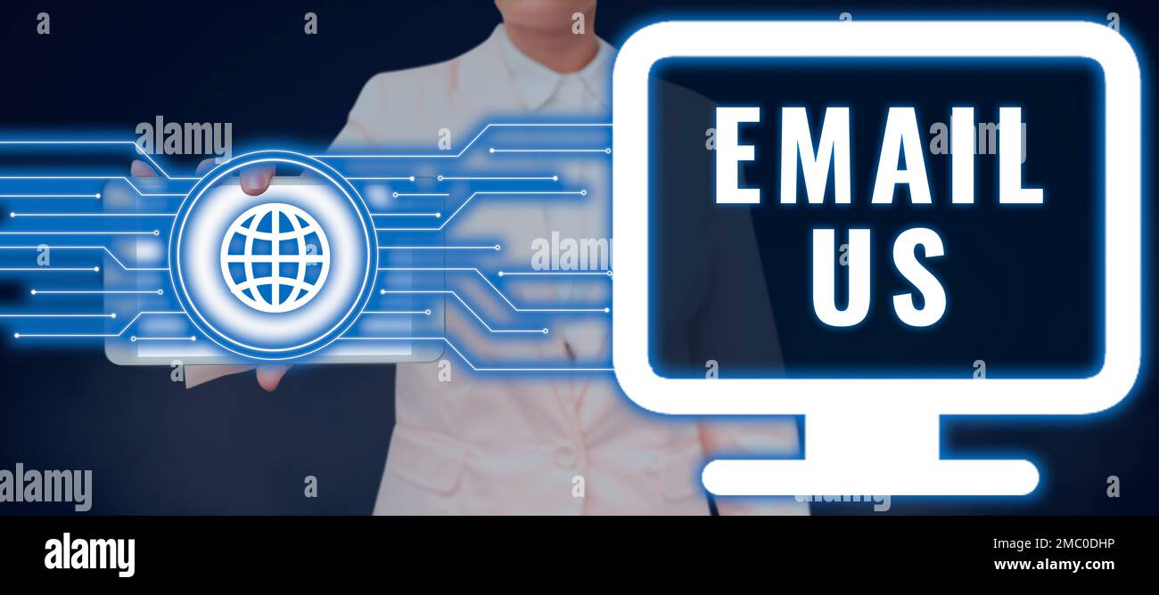 Sign displaying Email Us. Internet Concept Sending a commercial message ...