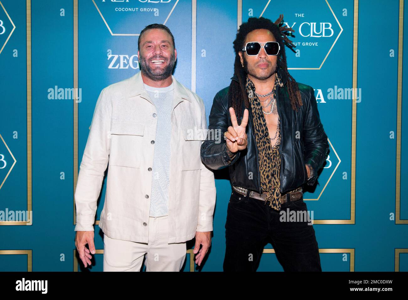 David Grutman, left, and Lenny Kravitz attend The Key Club Opening With Zegna at The Key Club on ...