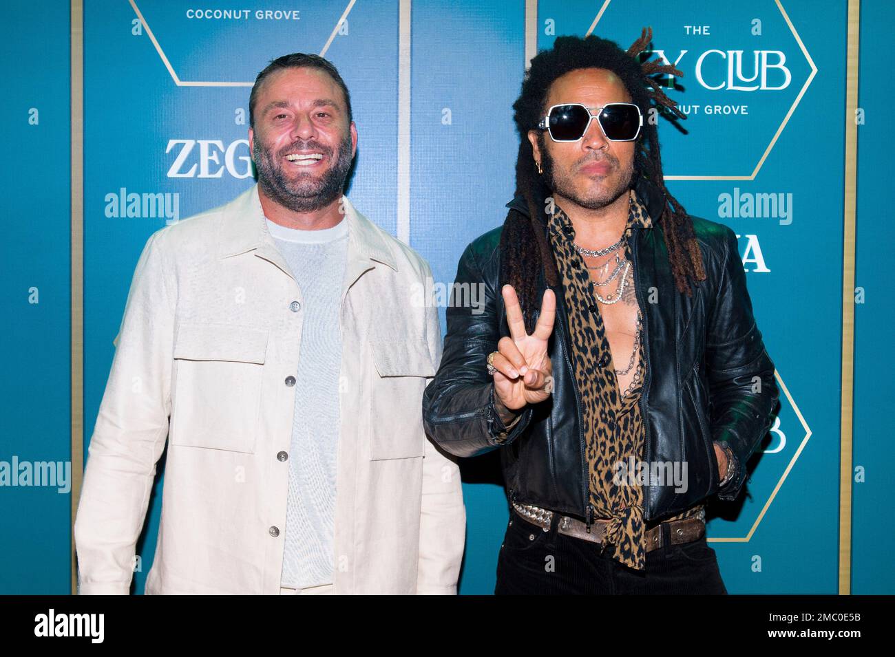 David Grutman, left, and Lenny Kravitz attend The Key Club Opening With Zegna at The Key Club on ...