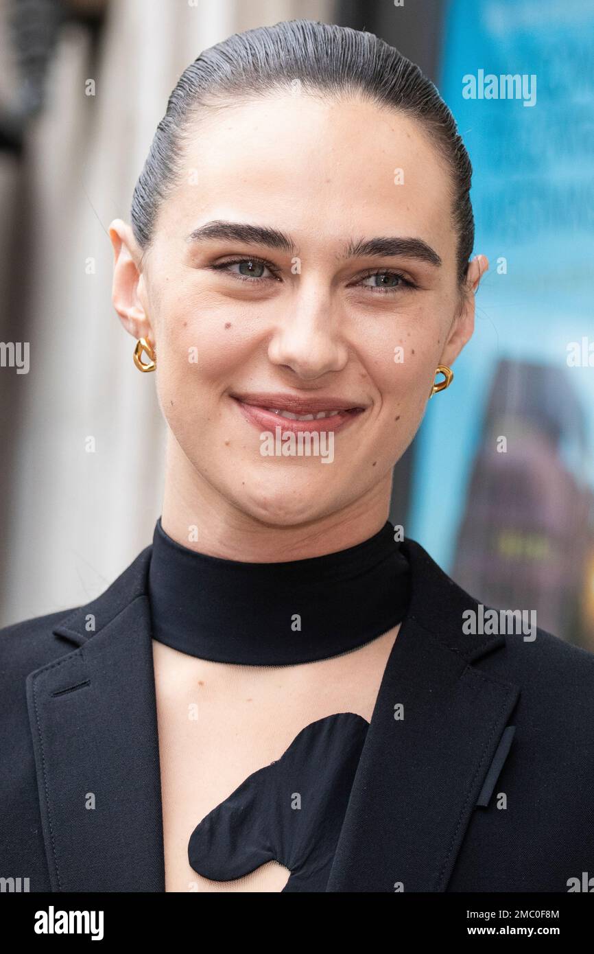Devon Lee Carlson poses for photographers upon arrival at the Burberry ...