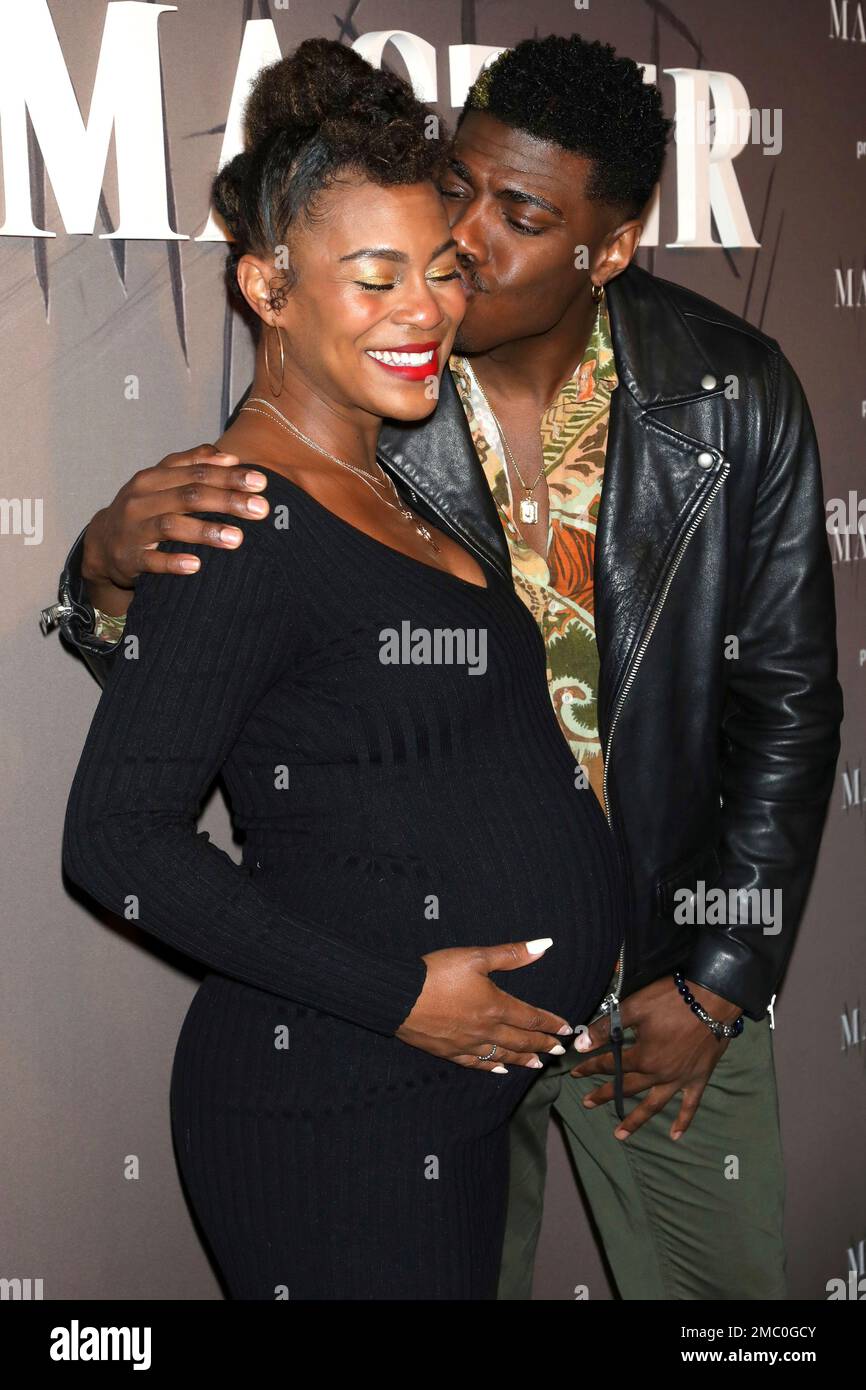 Amber Wright and Jawan M. Jackson attend the premiere of "Master" at Metrograph on Thursday ...
