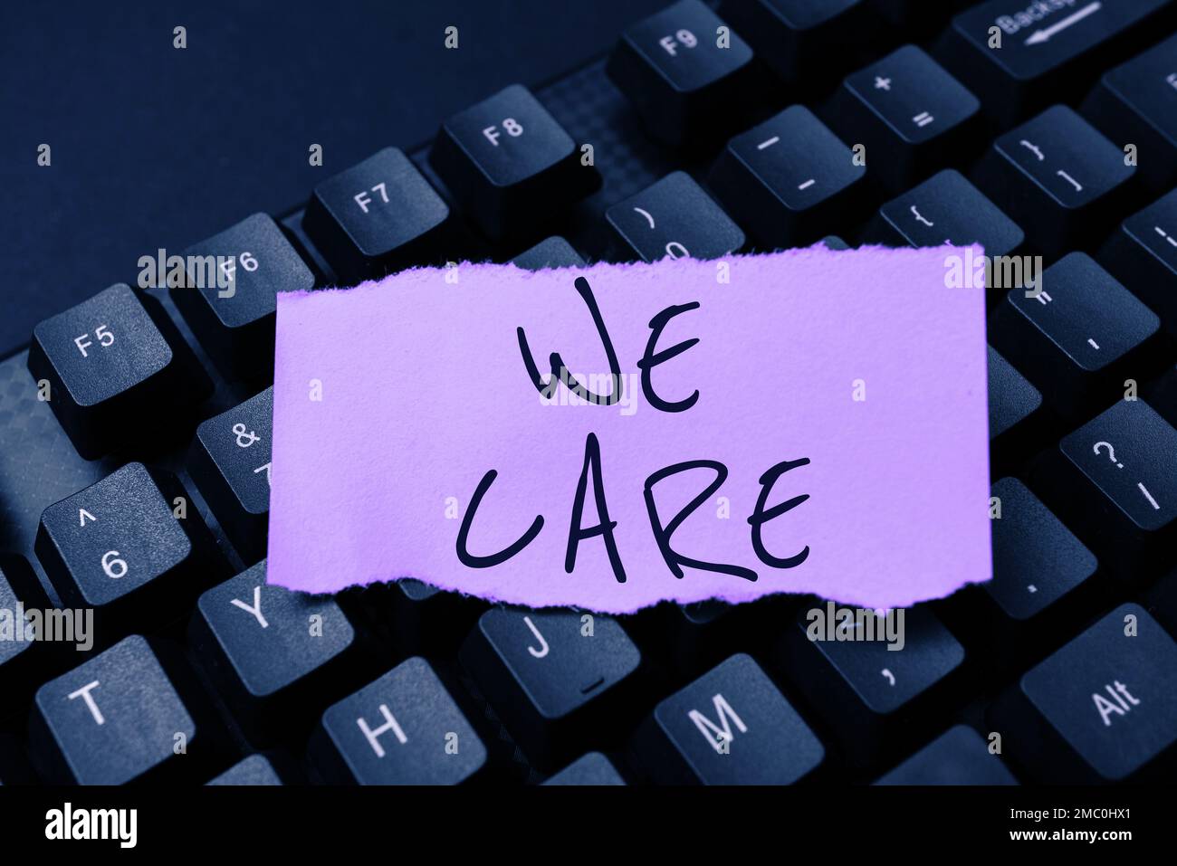 Sign displaying We Care. Business showcase Support you Give help needed ...