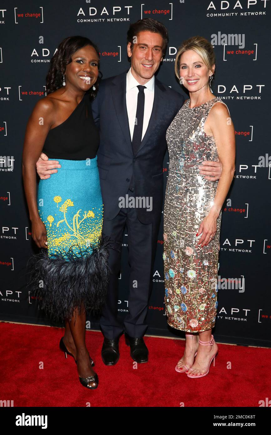 Television journalists Deborah Roberts, from left, David Muir and Amy ...