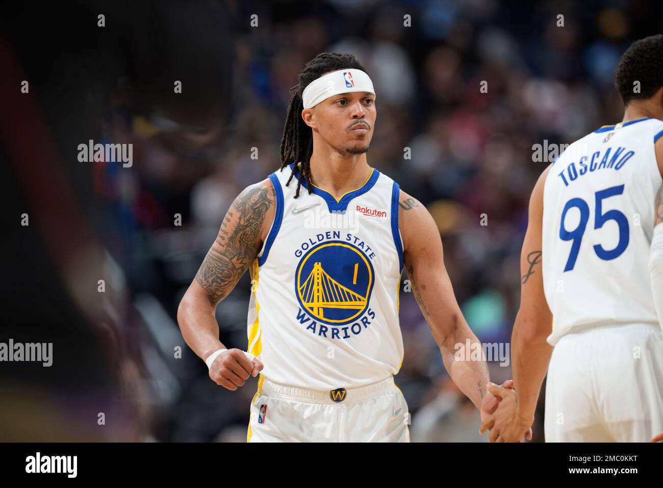 Golden State Warriors guard Damion Lee (1) in the second half of an NBA ...