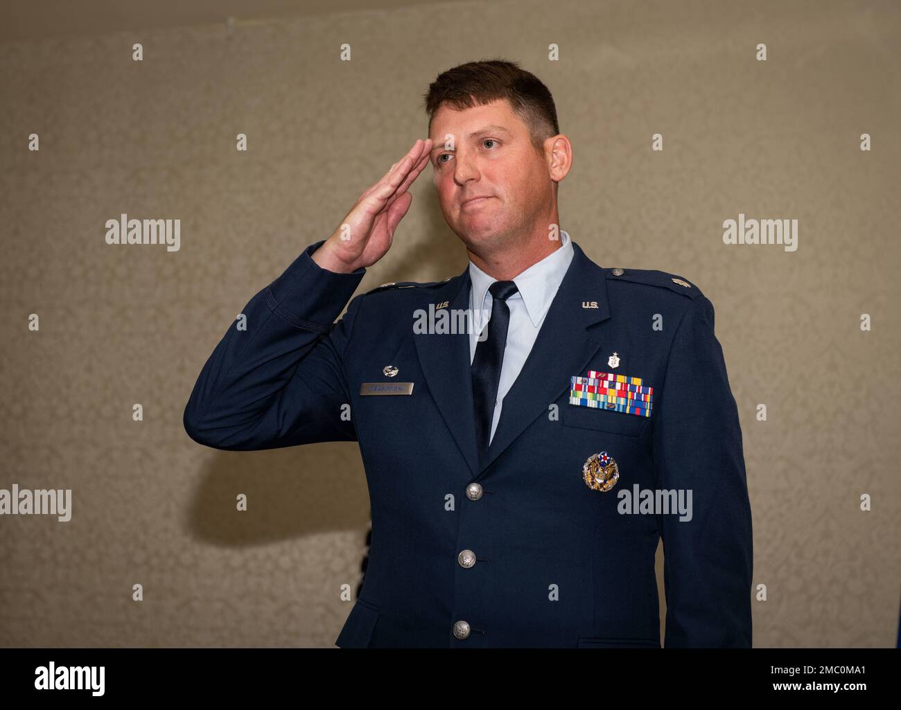 U.S. Air Force Lt. Col. Douglas Grabowski, 628th Healthcare Operations Squadron commander, gives ...