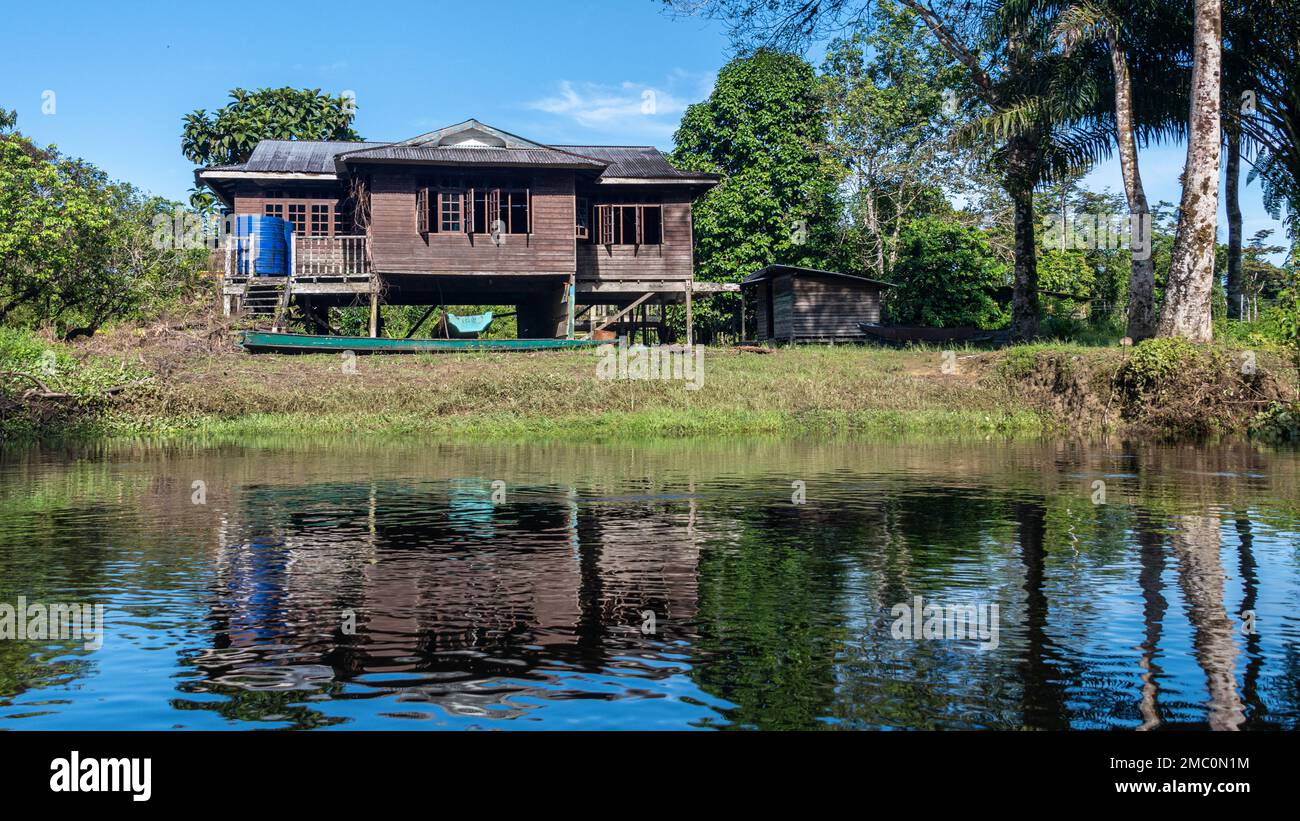 House on Stilts, Mulu Village, Borneo Stock Photo - Alamy