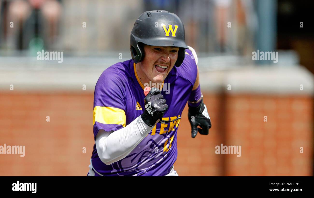 Western Illinois baserunner Toby Allred against Charlotte during an ...