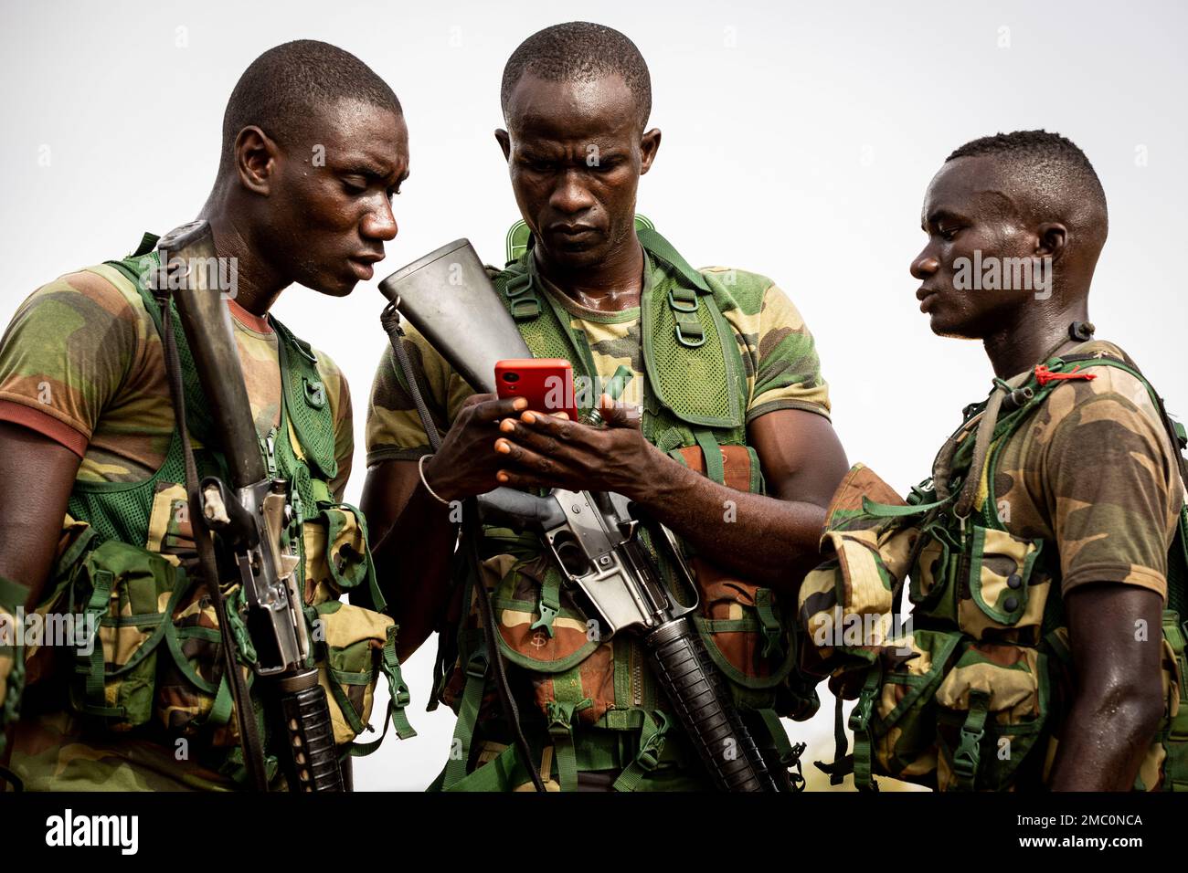 A Senegalese Armed Forces (SAF) soldier looks at coordinates at a Land ...
