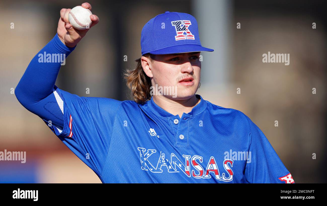 Kansas infielder Seth Sweet-Chick during an NCAA college baseball game ...