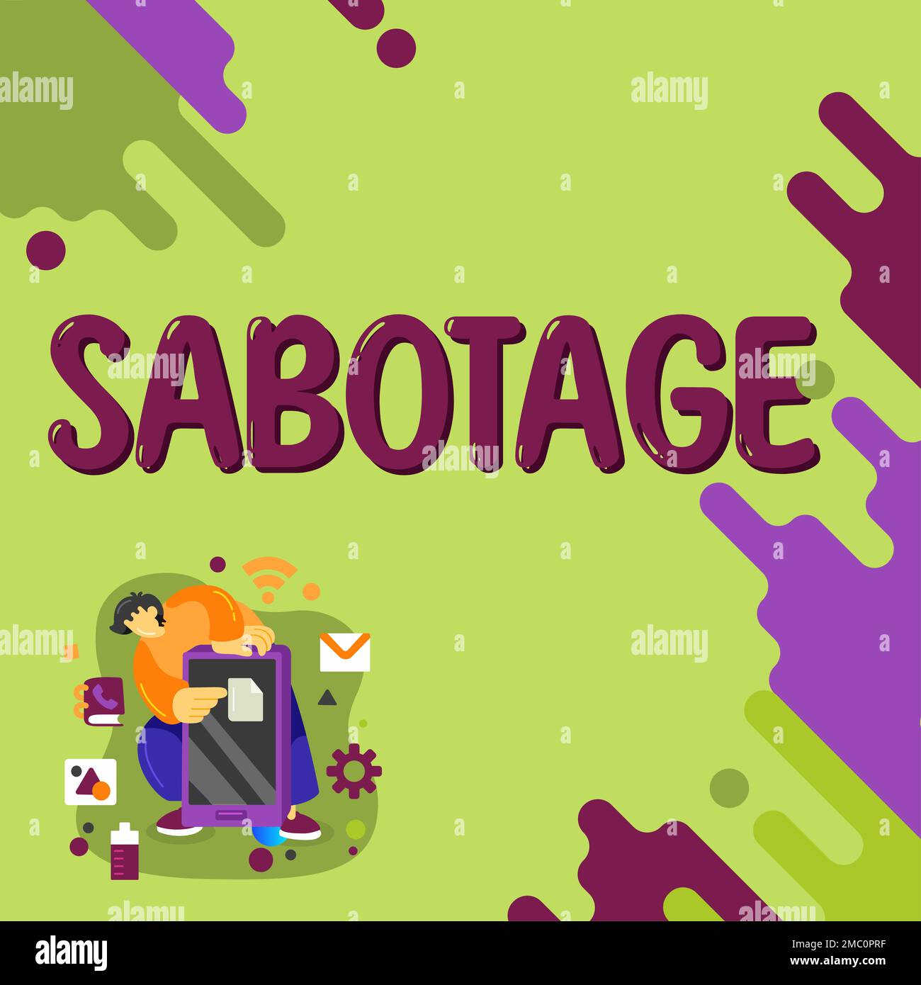 Sign displaying Sabotage. Business idea destruction of an employer's ...