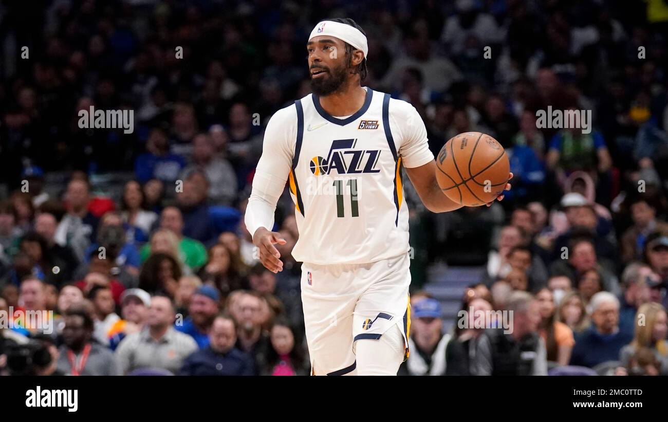 Utah Jazz guard Mike Conley handles the ball during an NBA basketball ...