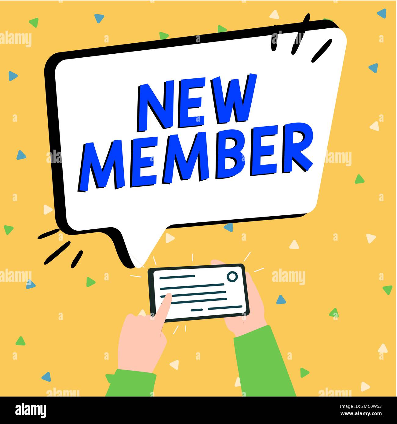 Sign displaying New Member. Concept meaning recruiting employee to ...