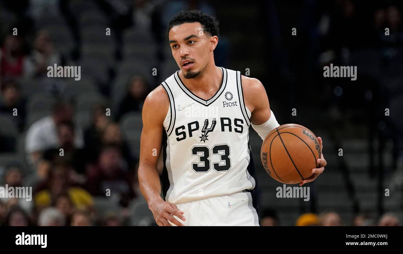San Antonio Spurs guard Tre Jones (33) during the second half of an NBA ...