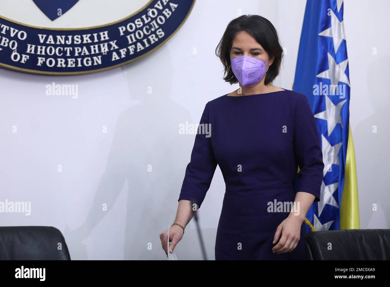 German foreign minister Annalena Baerbock arrives for a news conference ...