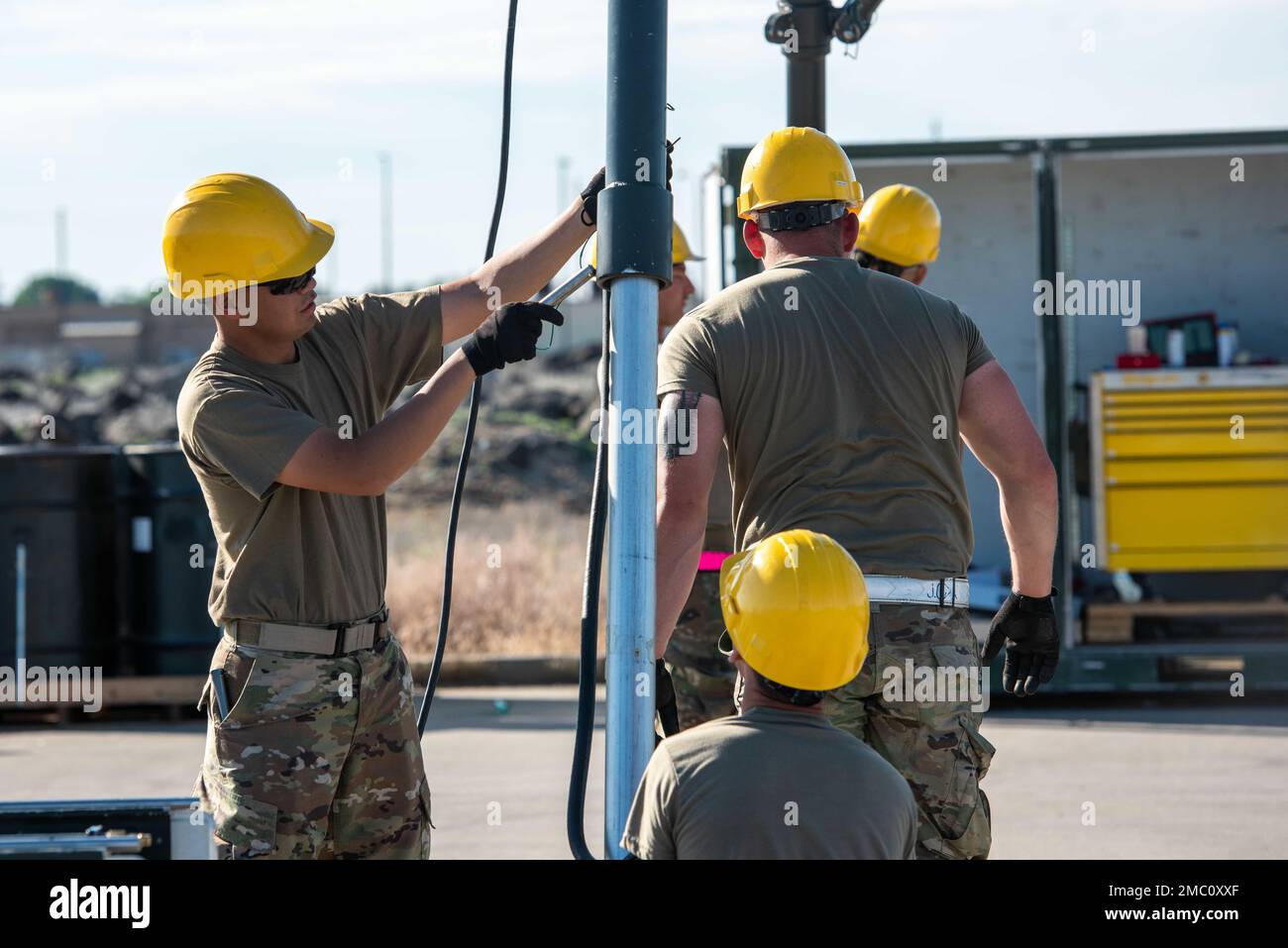 U.S. Air Force Airmen assigned to the 366th Munitions Squadron assemble ...