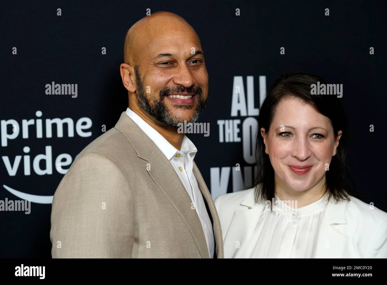 Keegan-Michael Key and his wife Elle pose together at the premiere of ...