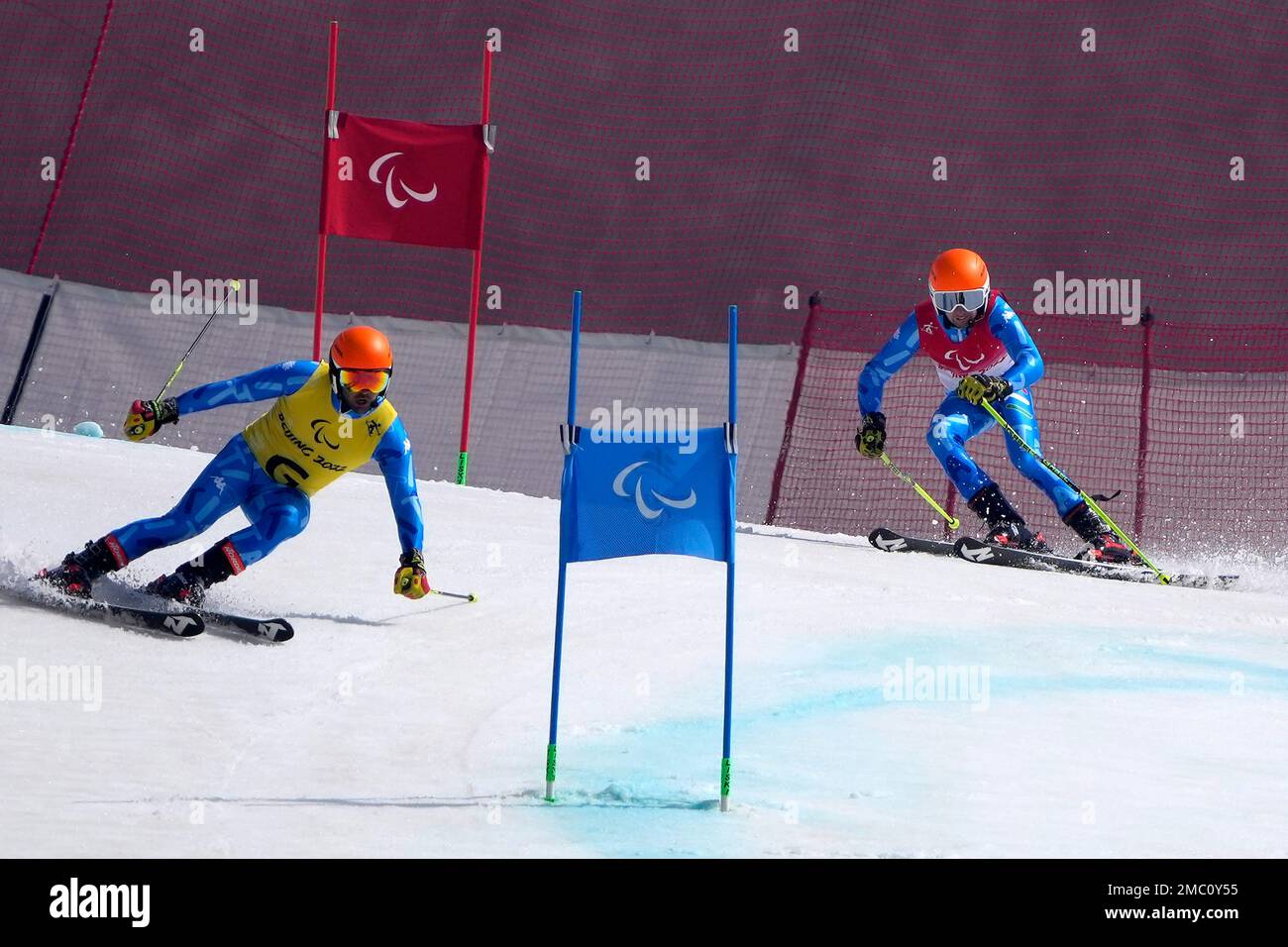 Giacomo Bertagnolli of Italy and guide Andrea Ravelli compete in the ...