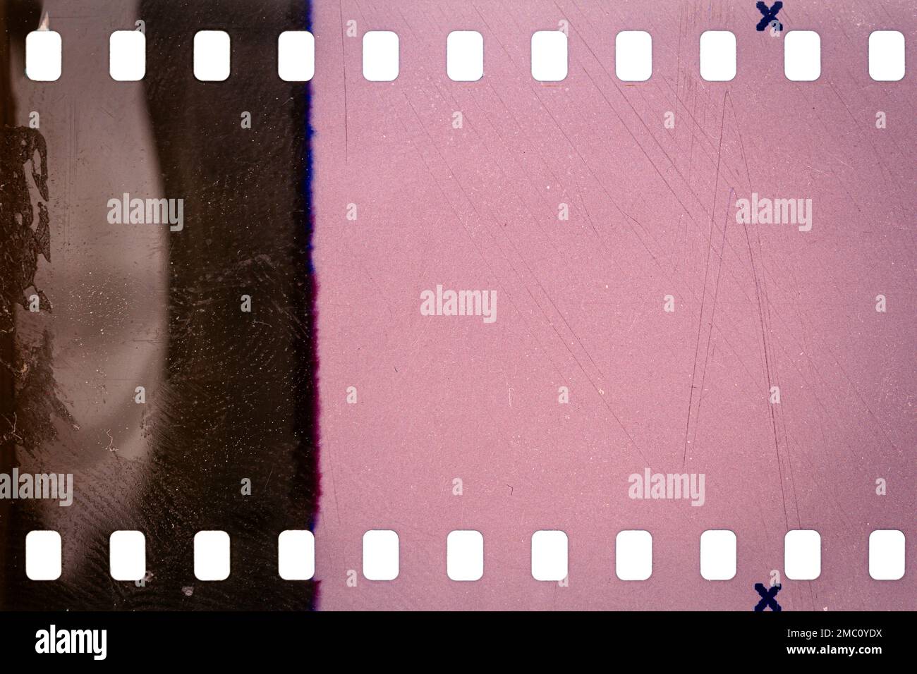 Dusty and grungy 35mm film texture or surface. Perforated scratched ...