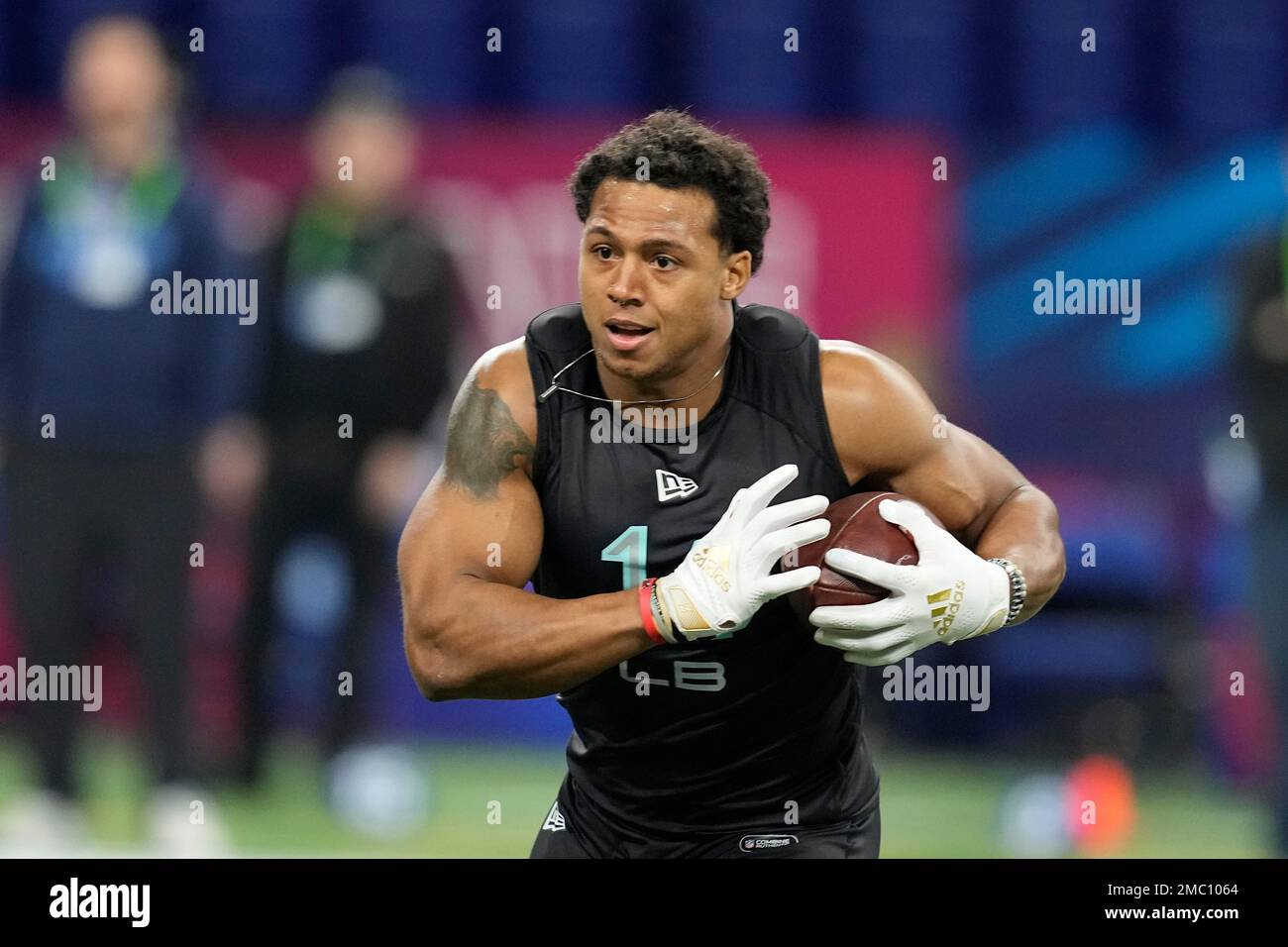 Boston College linebacker Isaiah Graham-Mobley runs the 40-yard dash ...