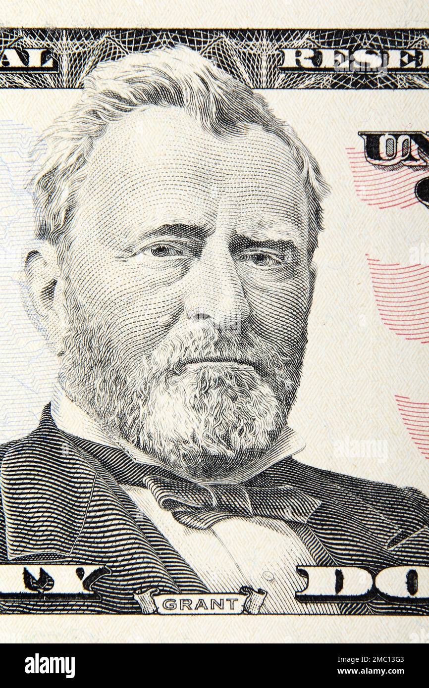 United States, USA, 50 dollar Ulysses Grant banknote portrait, vintage ...
