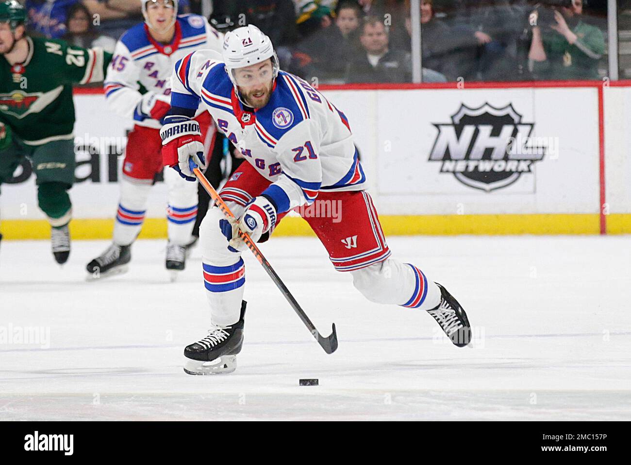 New York Rangers center Barclay Goodrow plays against the Minnesota ...