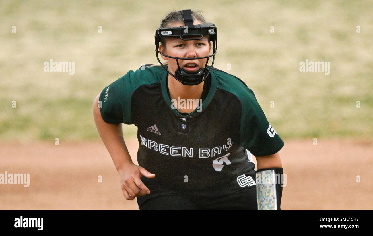 Green Bay player Brittany Baneck competes against Bowling Green during ...