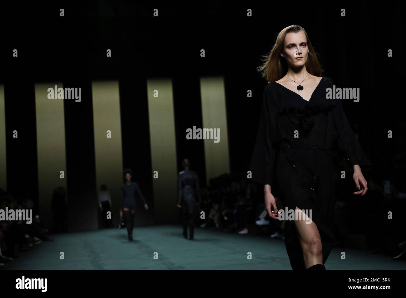 A model wears a creation as part of the Hermes Ready To Wear Fall ...