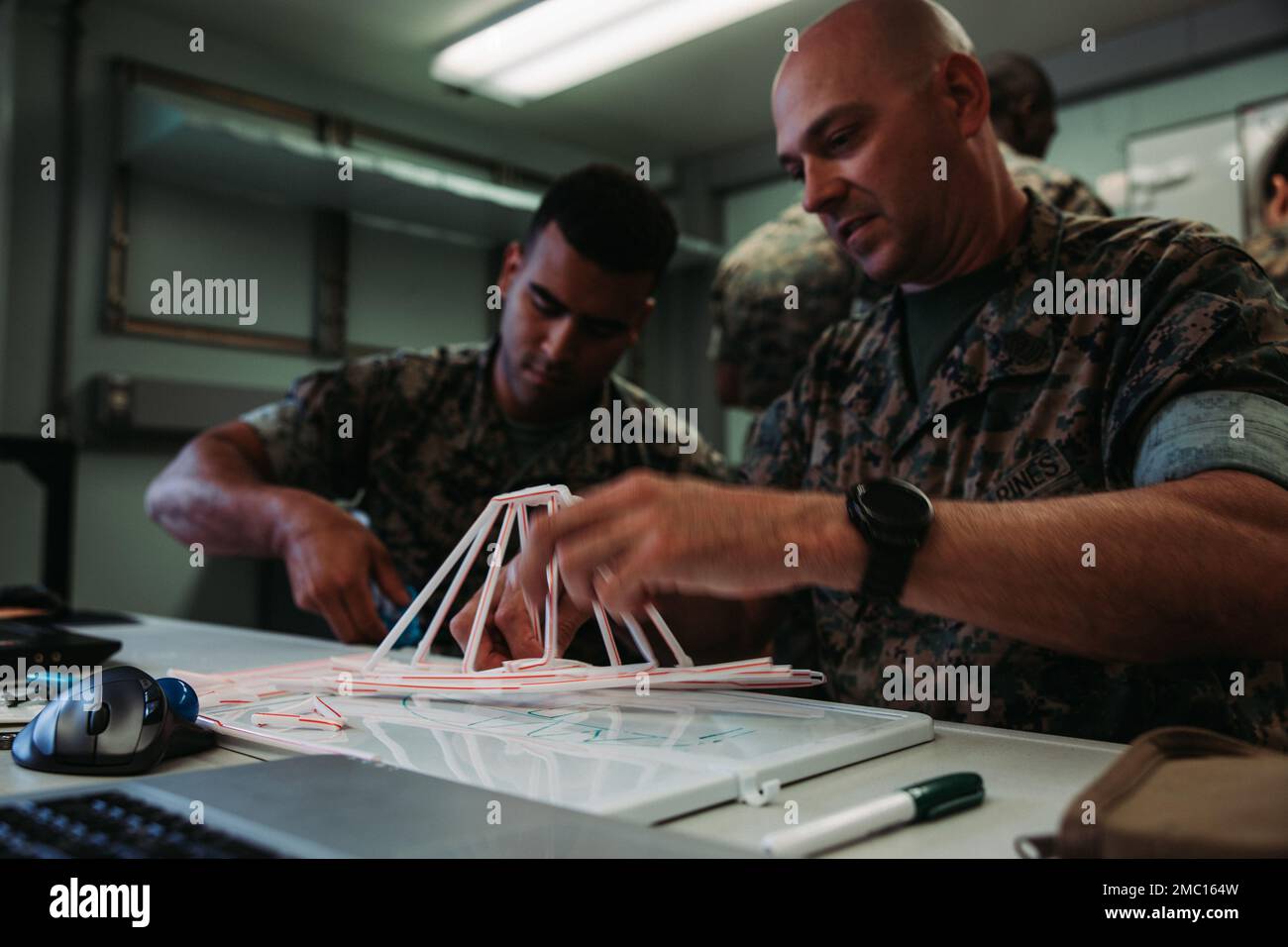 U.S. Marine Corps Master Sgt. Christophe Croteau, an avionics chief ...