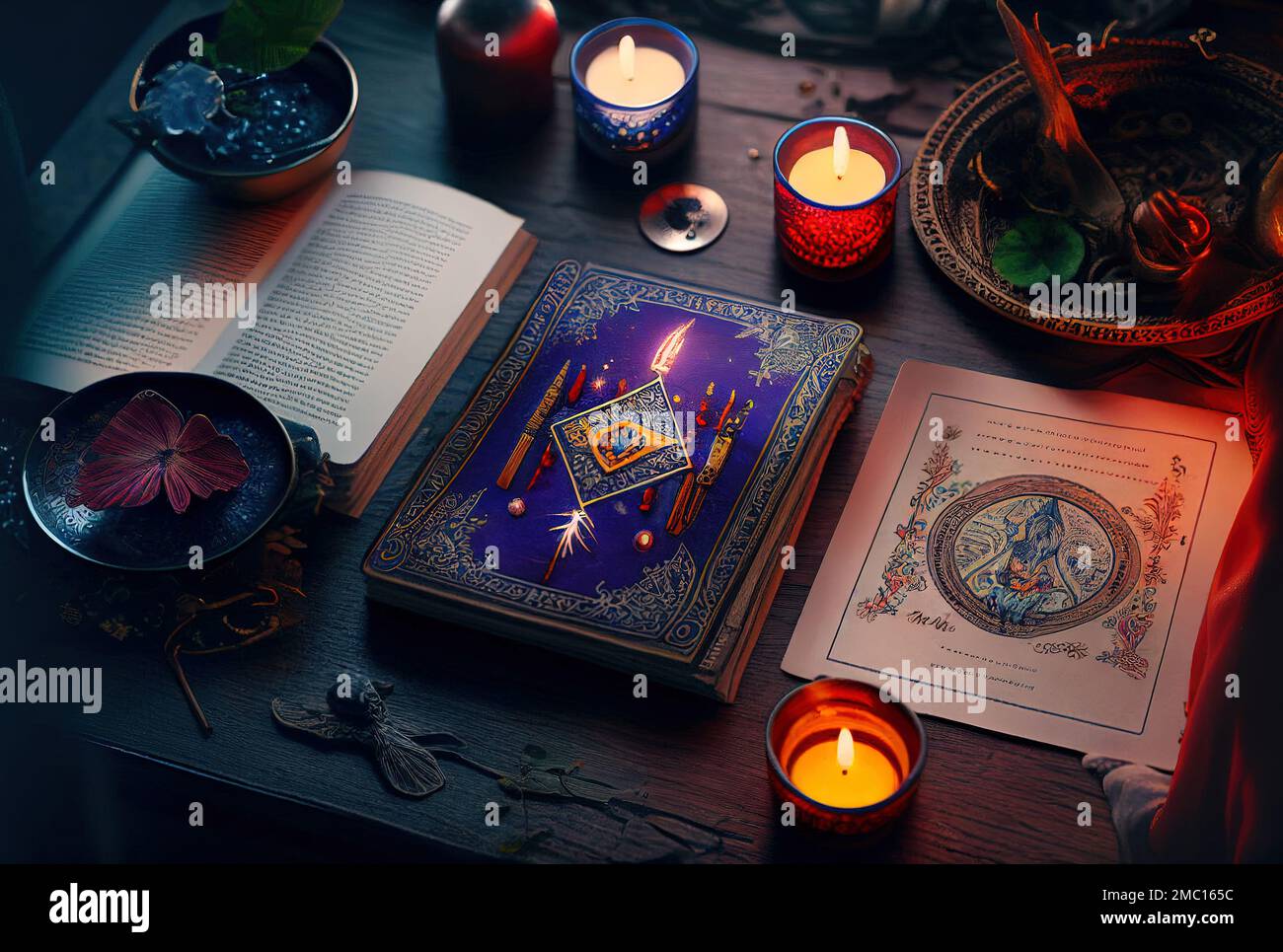 the concept of witchcraft and magic, an altar for communication with ...