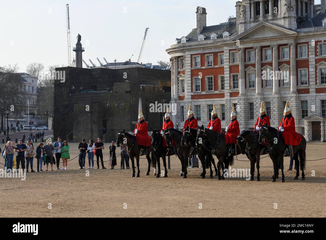 Parade of Horse Guards, soldiers of the Household Cavalry Mounted ...