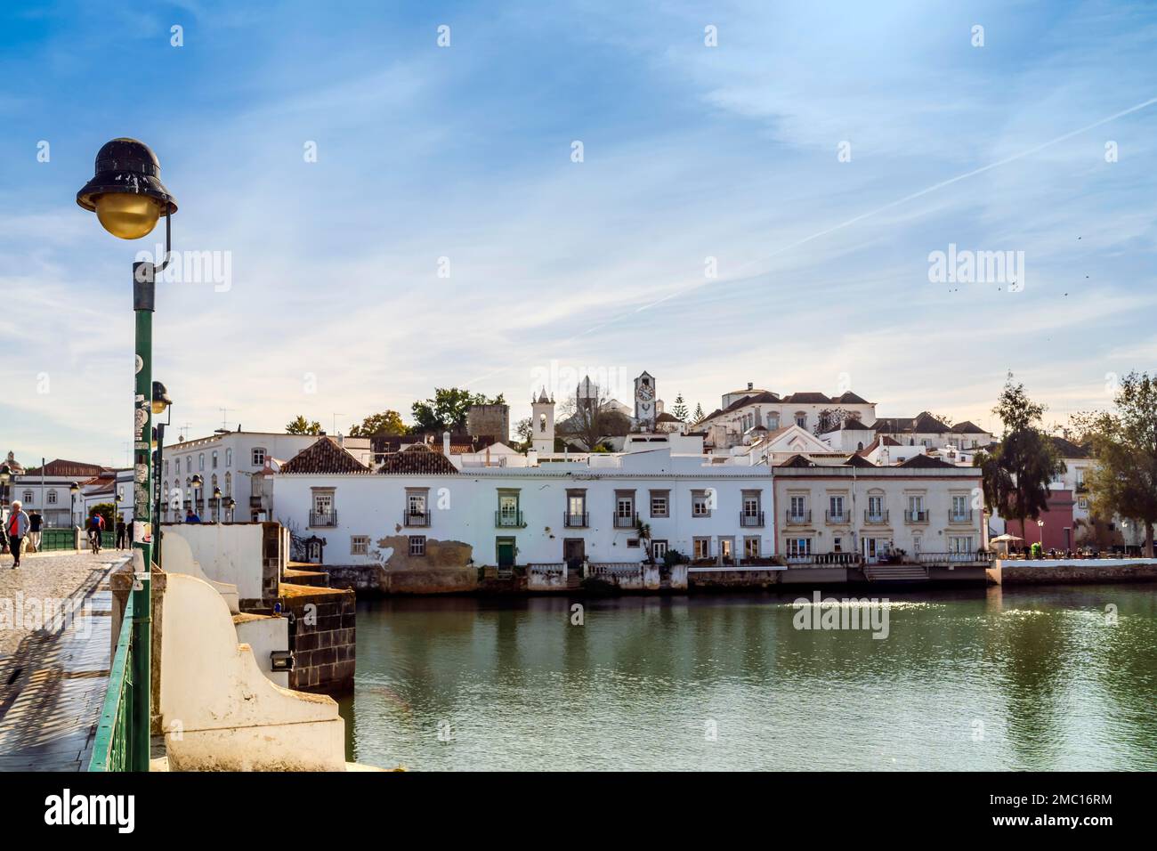Beautiful cityscape of historic Tavira by Gilao river, Algarve ...