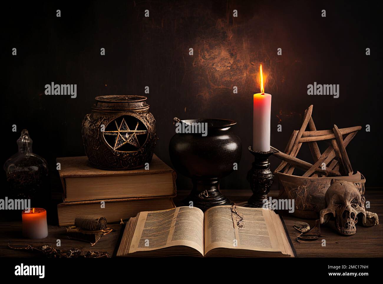 the concept of witchcraft and magic, an altar for communication with ...