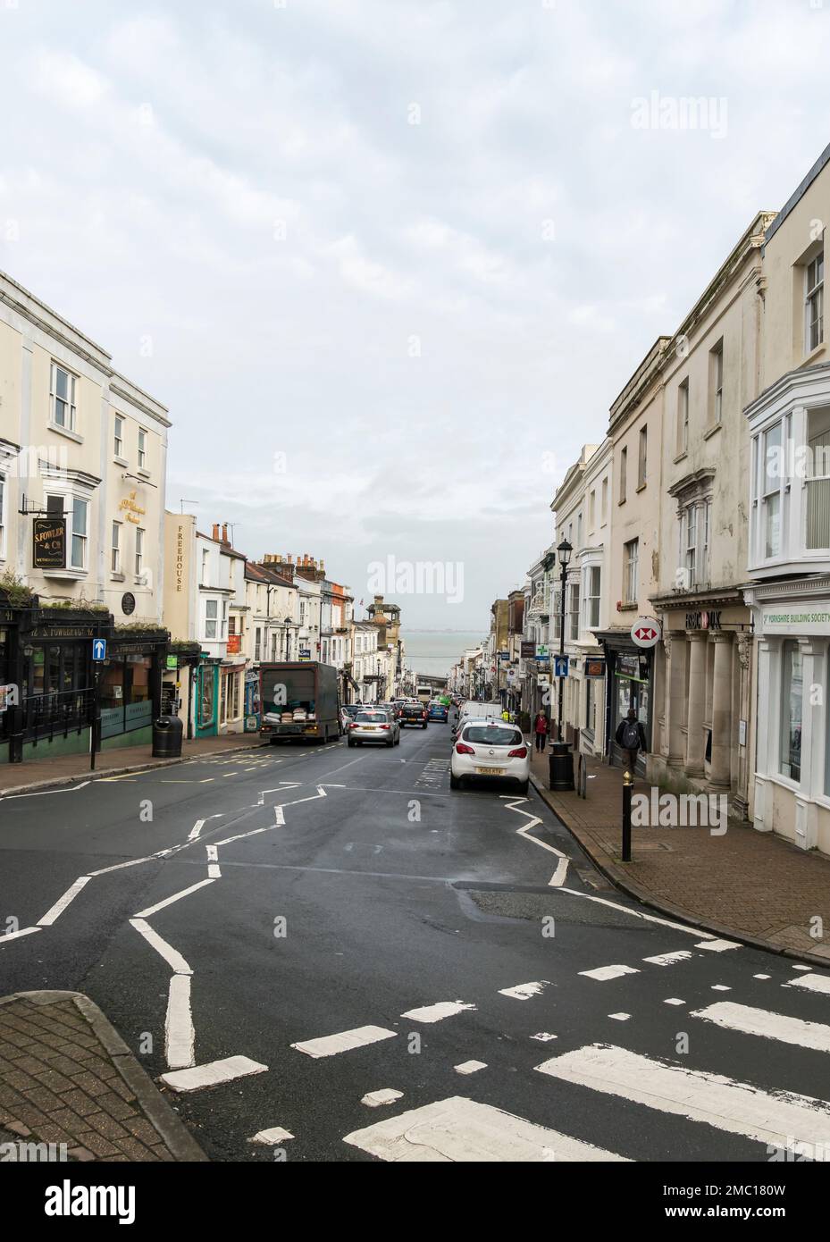 Looking down Union Street to Solent and mainland, Ryde Isle of Wight ...